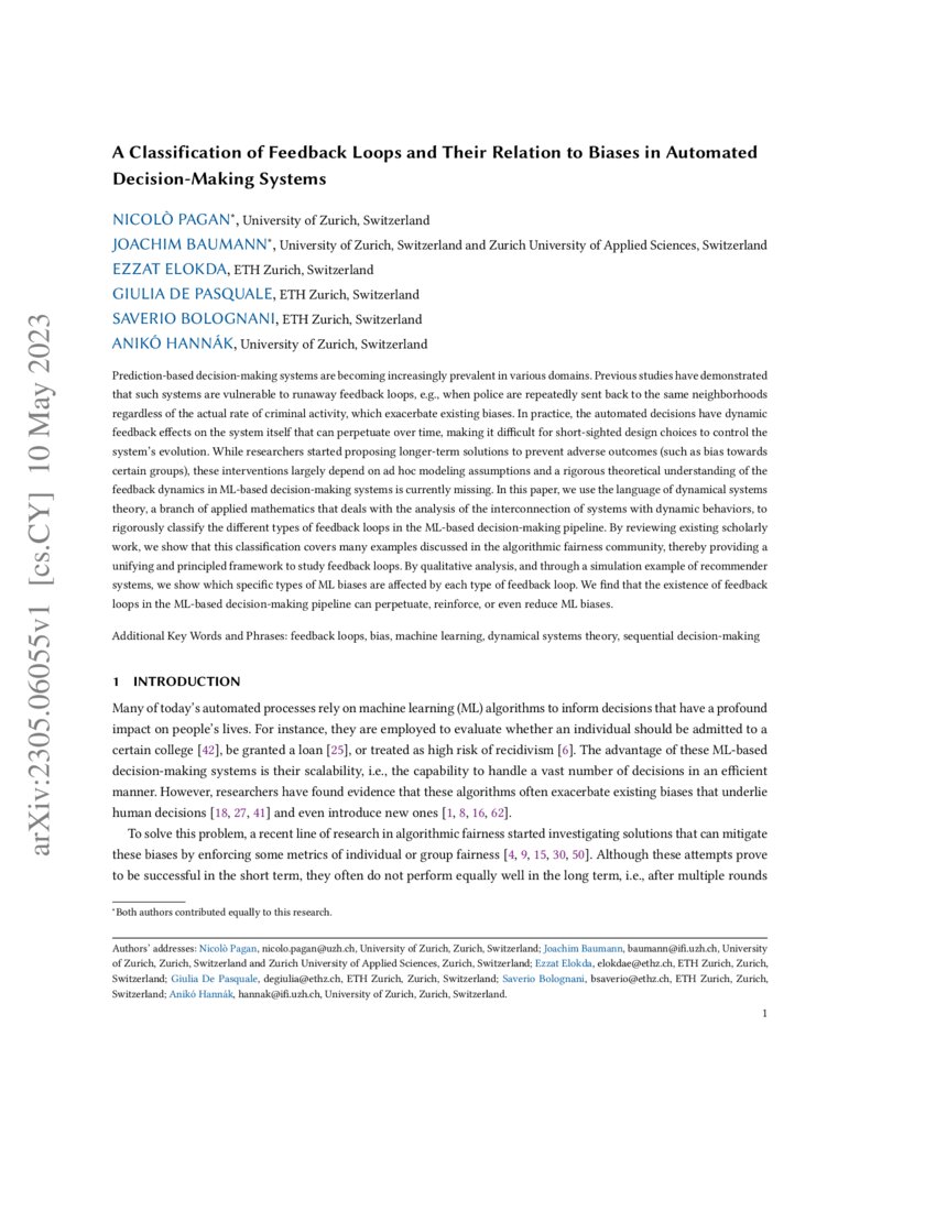 A Classification of Feedback Loops and Their Relation to Biases in ...
