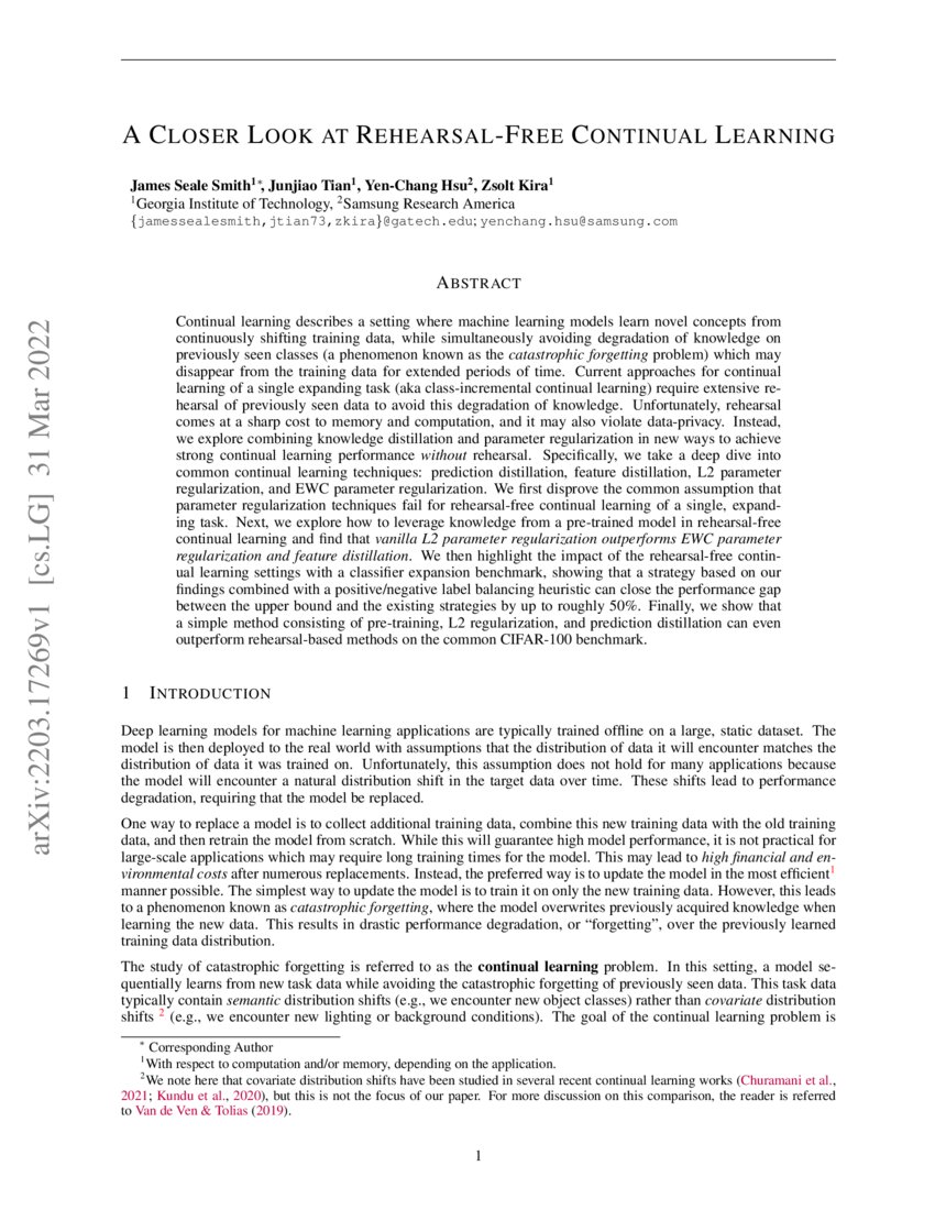 A Closer Look at Rehearsal-Free Continual Learning | DeepAI