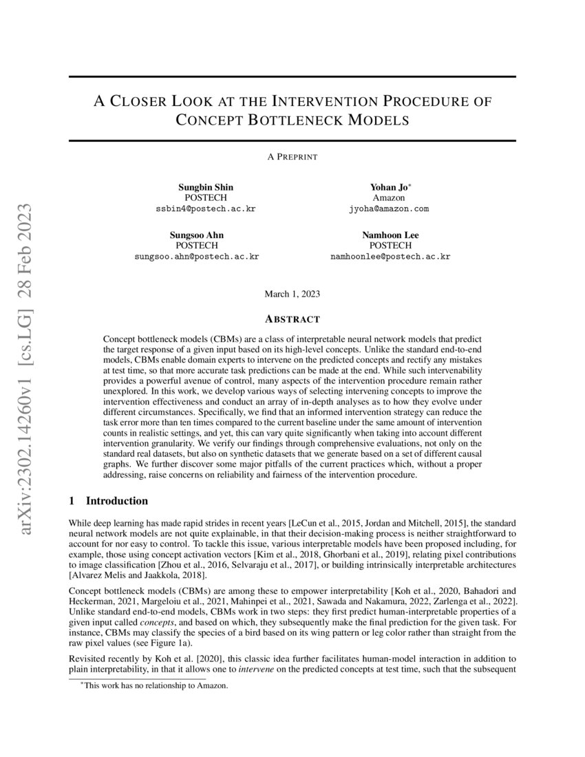 A Closer Look At The Intervention Procedure Of Concept Bottleneck Models Deepai