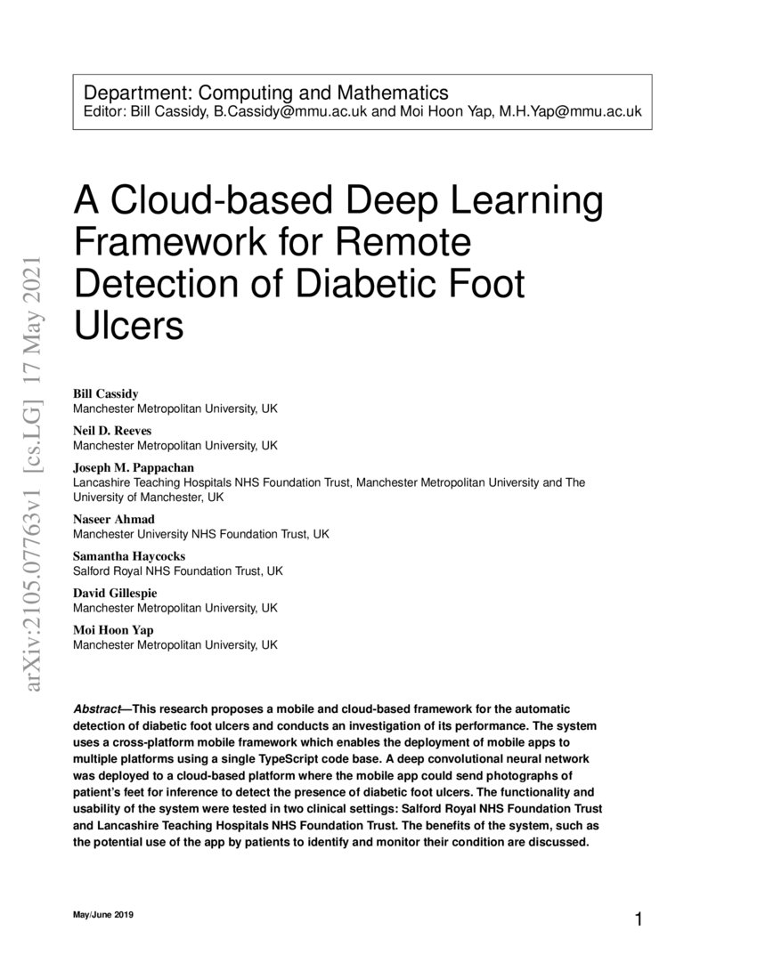 A Cloud-based Deep Learning Framework for Remote Detection of Diabetic ...