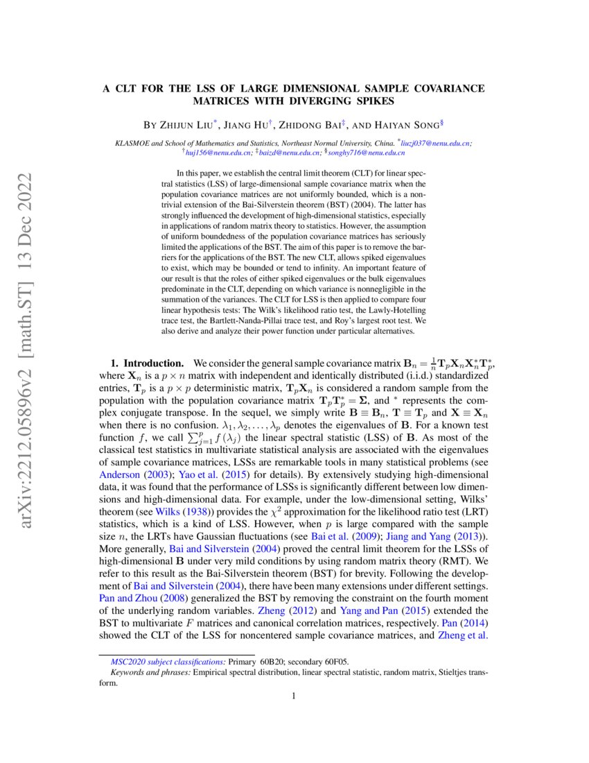 A Clt For The Lss Of Large Dimensional Sample Covariance Matrices With Diverging Spikes Deepai