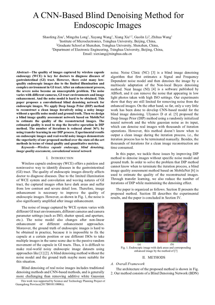 A CNN-Based Blind Denoising Method for Endoscopic Images | DeepAI