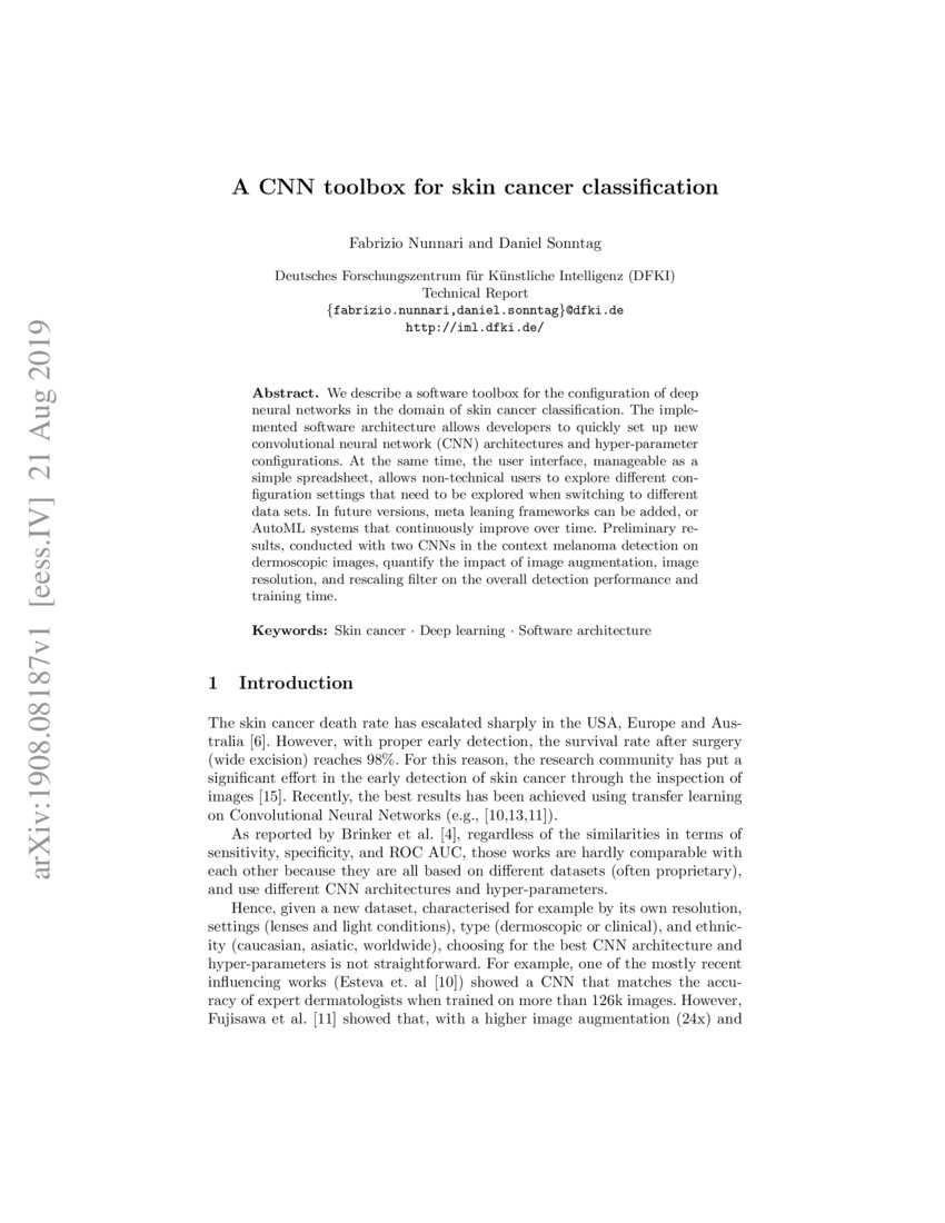 A CNN toolbox for skin cancer classification | DeepAI