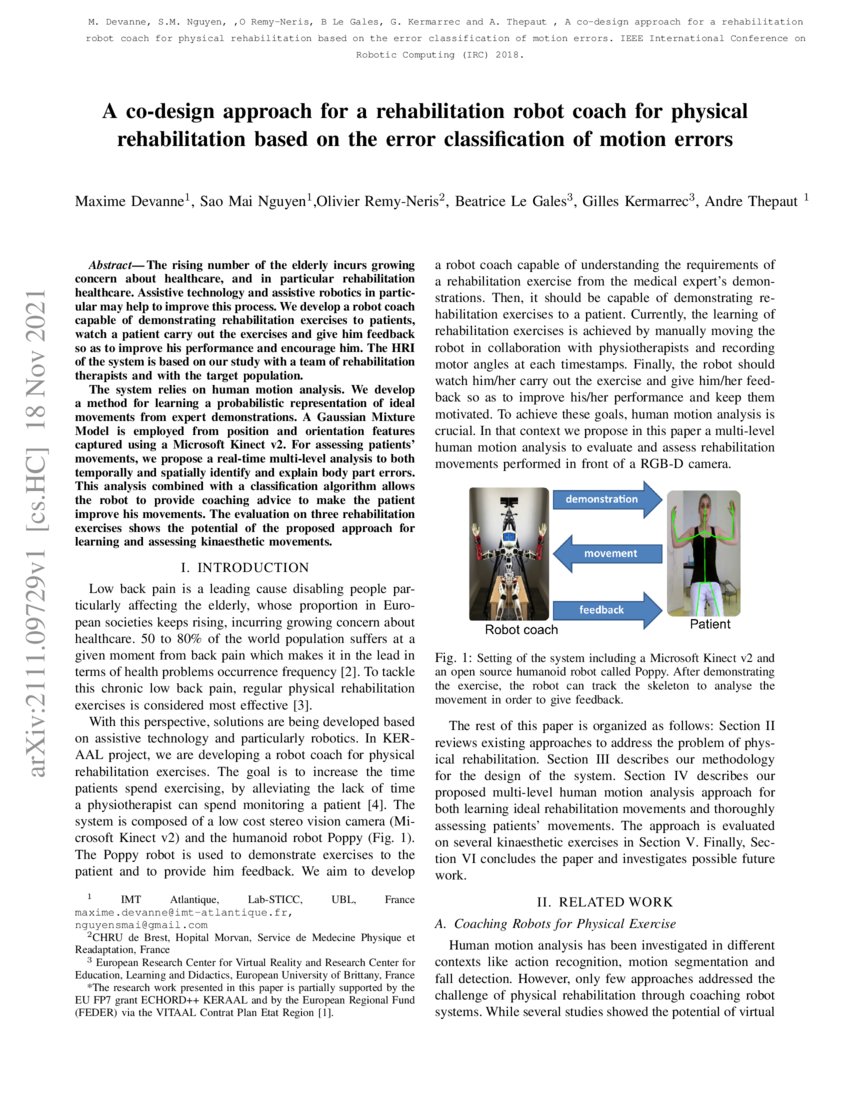 A co-design approach for a rehabilitation robot coach for physical rehabilitation based on the ...