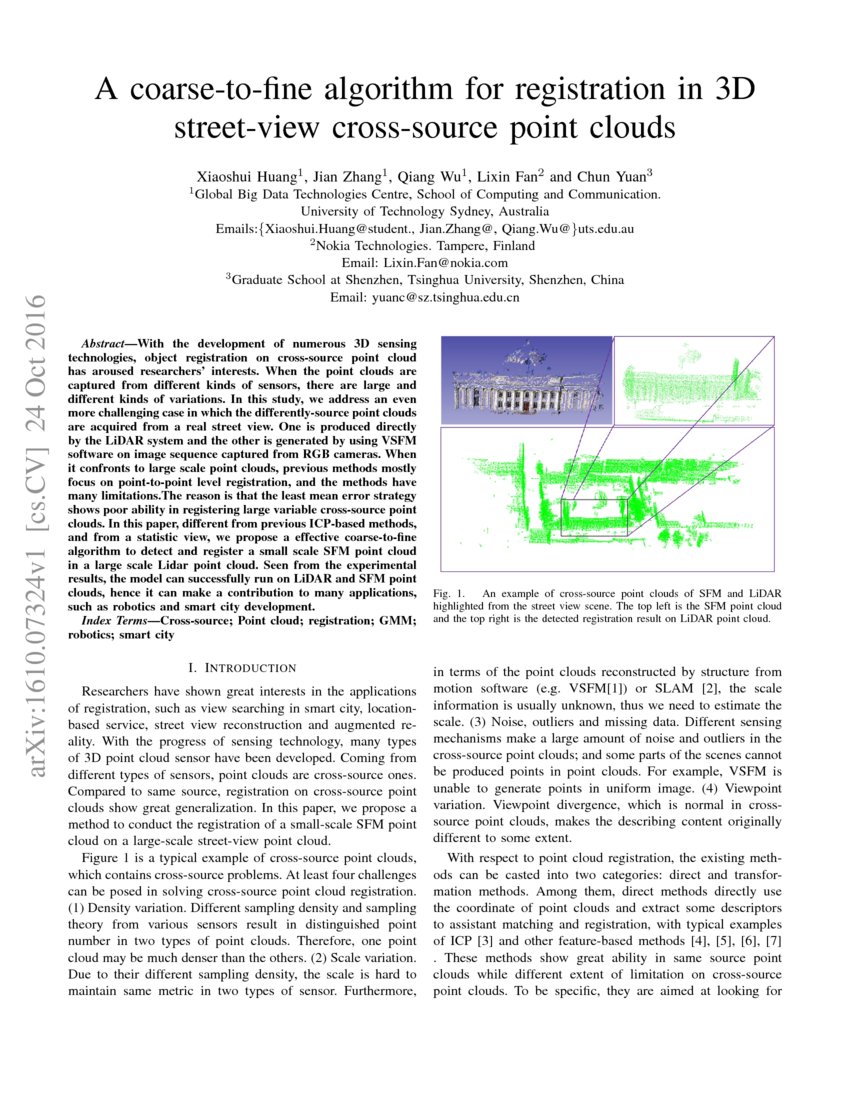 A Coarse To Fine Algorithm For Registration In 3d Street View Cross Source Point Clouds Deepai