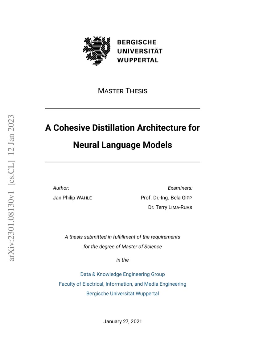 A Cohesive Distillation Architecture for Neural Language Models | DeepAI