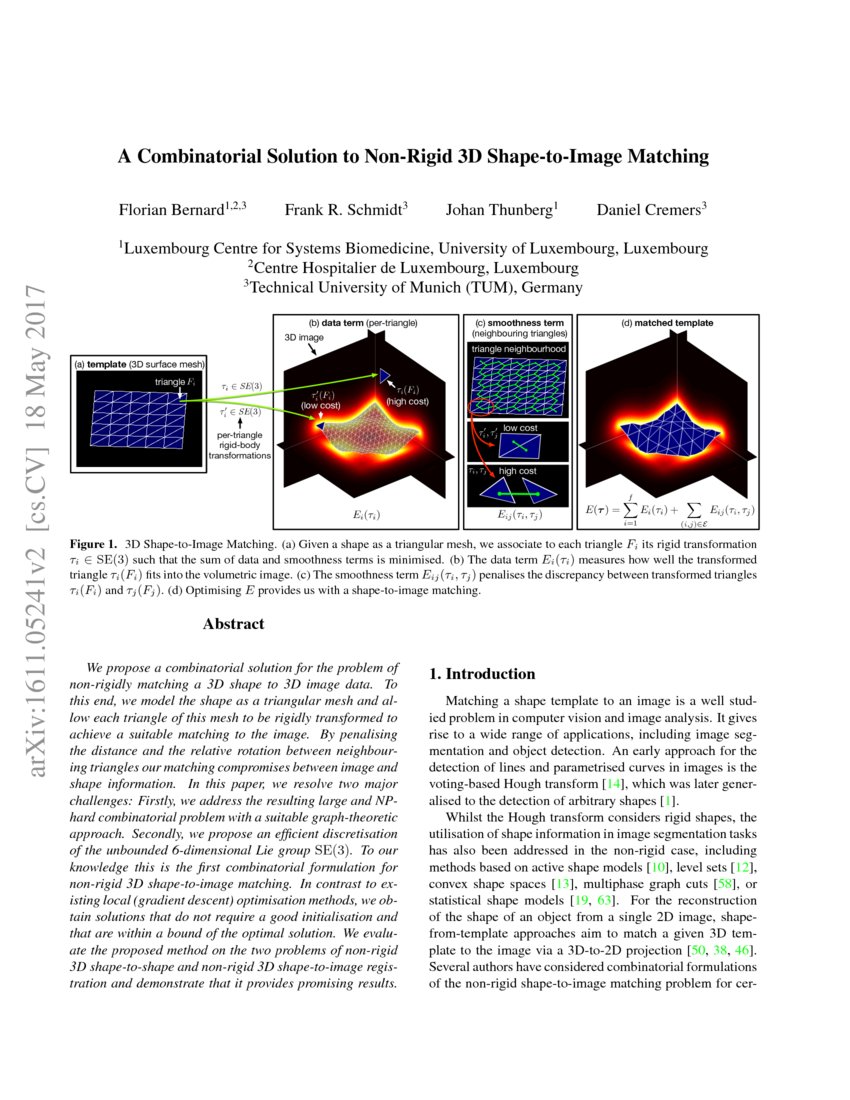 A Combinatorial Solution To Non Rigid 3d Shape To Image Matching Deepai