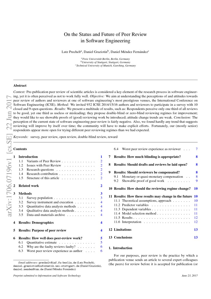 A Community's Perspective on the Status and Future of Peer Review in ...
