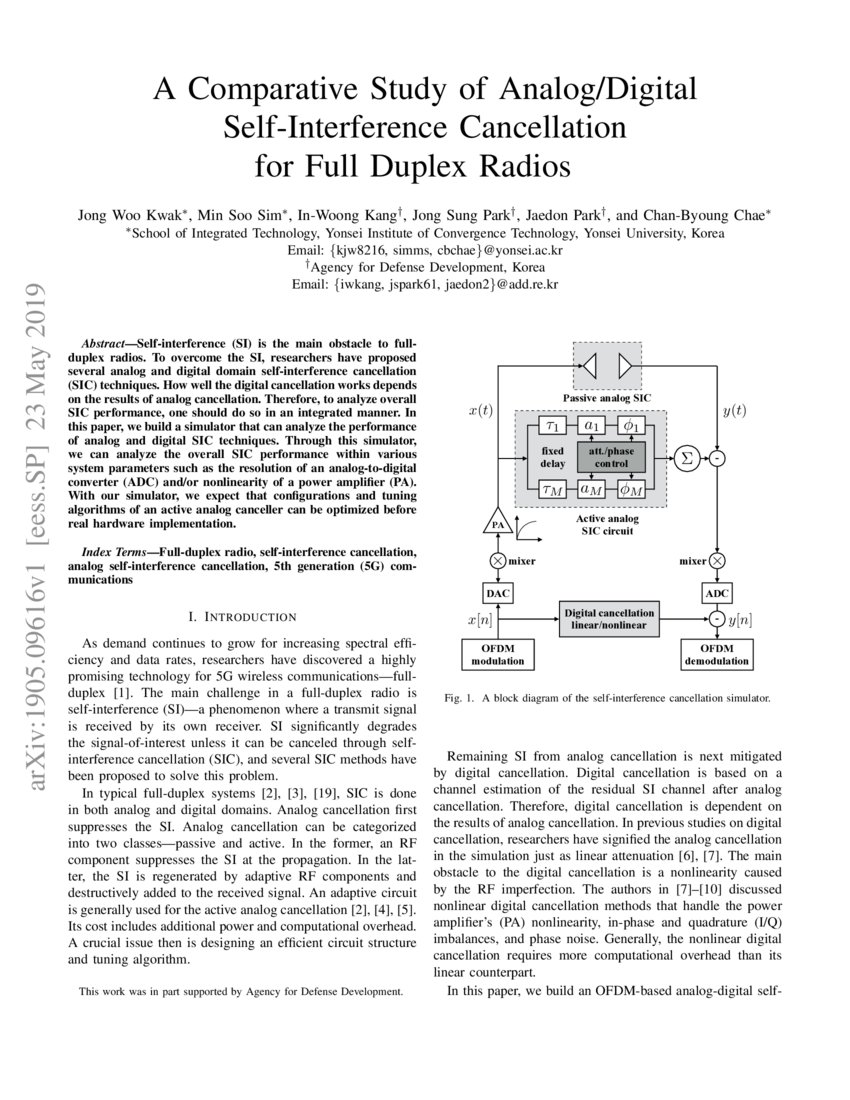 A Comparative Study of Analog/Digital Self-Interference Cancellation ...