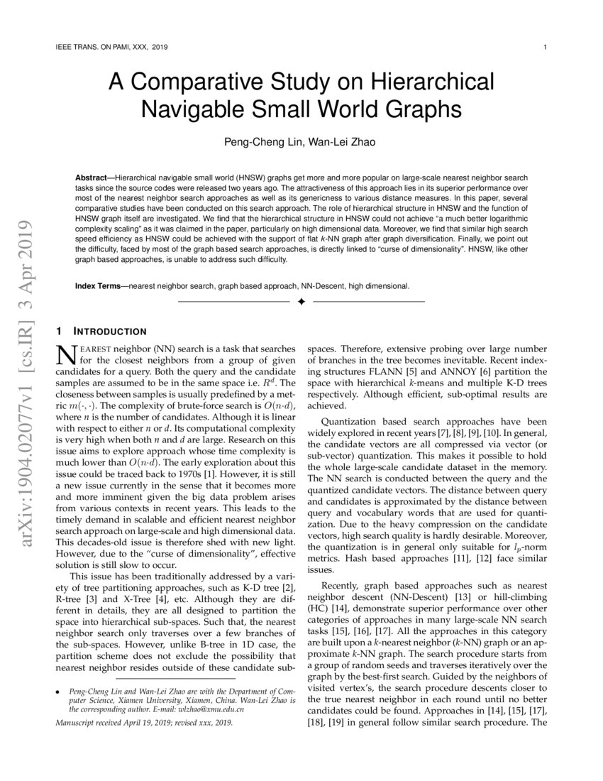 A Comparative Study on Hierarchical Navigable Small World Graphs | DeepAI