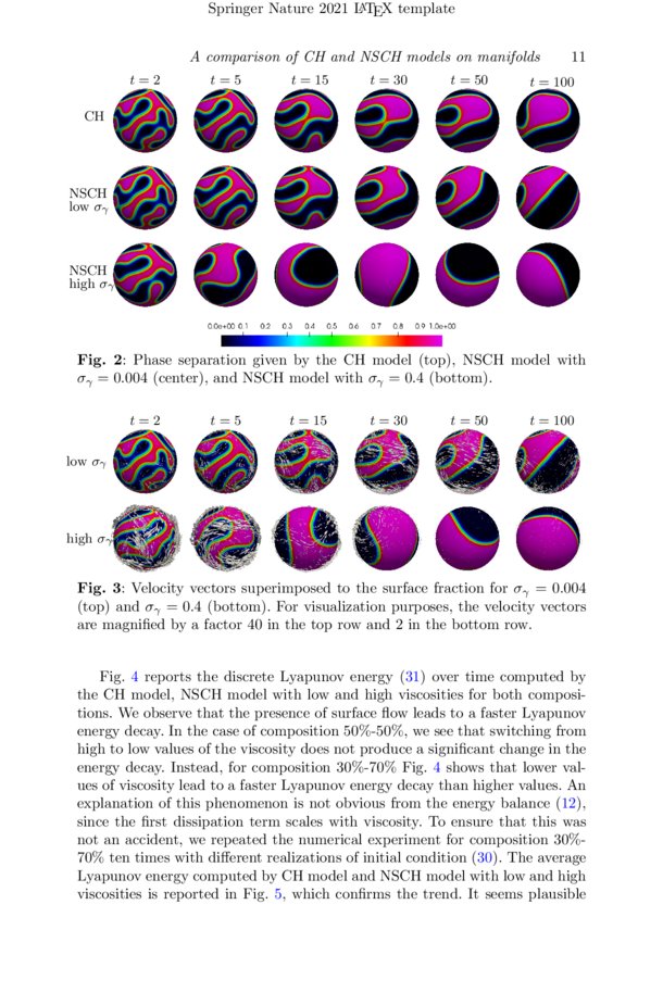 A comparison of Cahn-Hilliard and Navier-Stokes-Cahn-Hilliard models on manifolds | DeepAI