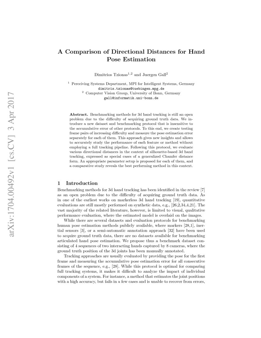 A Comparison of Directional Distances for Hand Pose Estimation | DeepAI