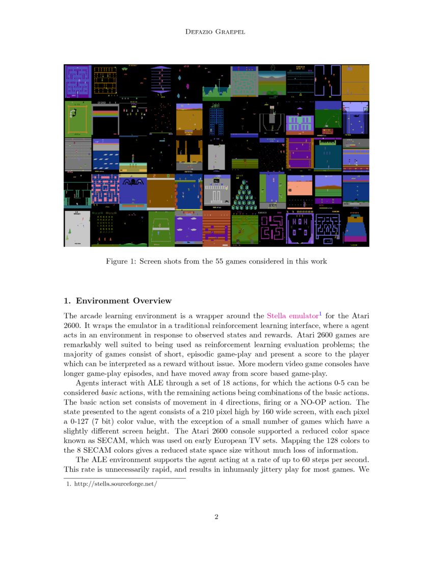 A Comparison of learning algorithms on the Arcade Learning Environment ...