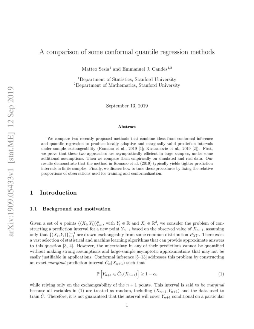 A comparison of some conformal quantile regression methods | DeepAI