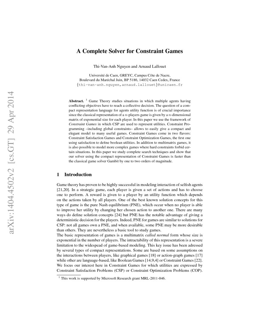 A Complete Solver For Constraint Games Deepai