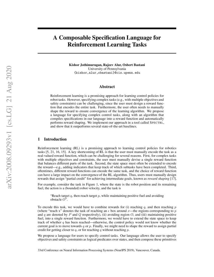 A Composable Specification Language for Reinforcement Learning Tasks ...
