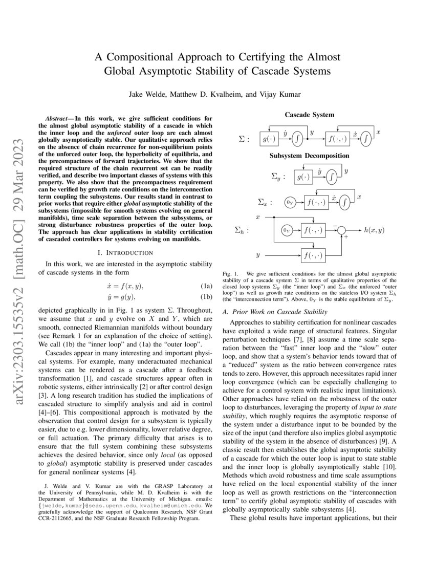 A Compositional Approach To Certifying The Almost Global Asymptotic