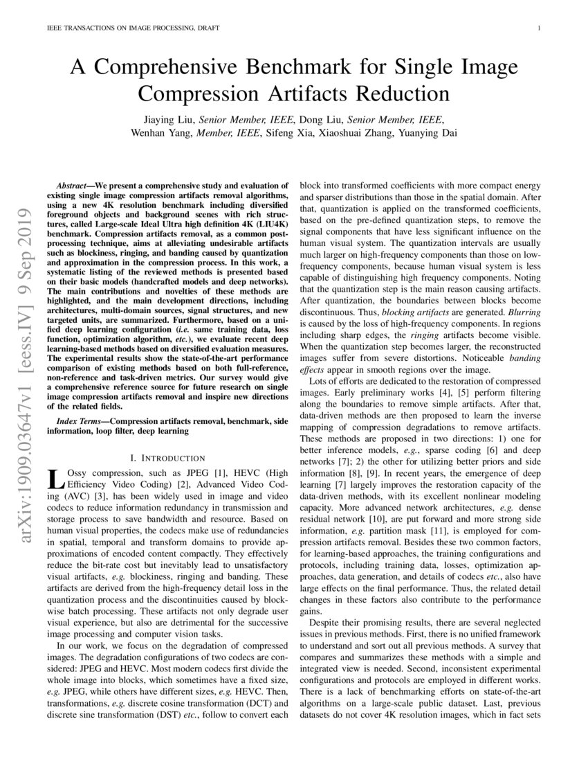 A Comprehensive Benchmark for Single Image Compression Artifacts ...
