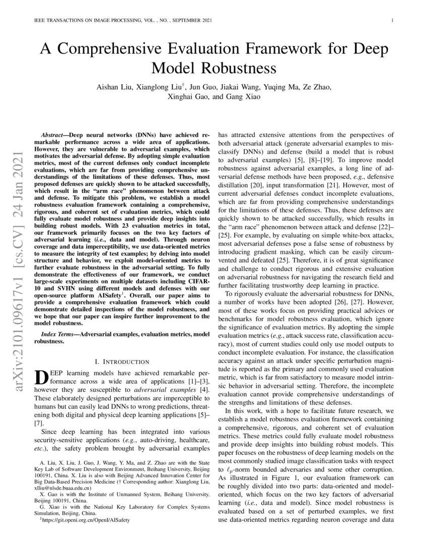 A Comprehensive Evaluation Framework for Deep Model Robustness | DeepAI