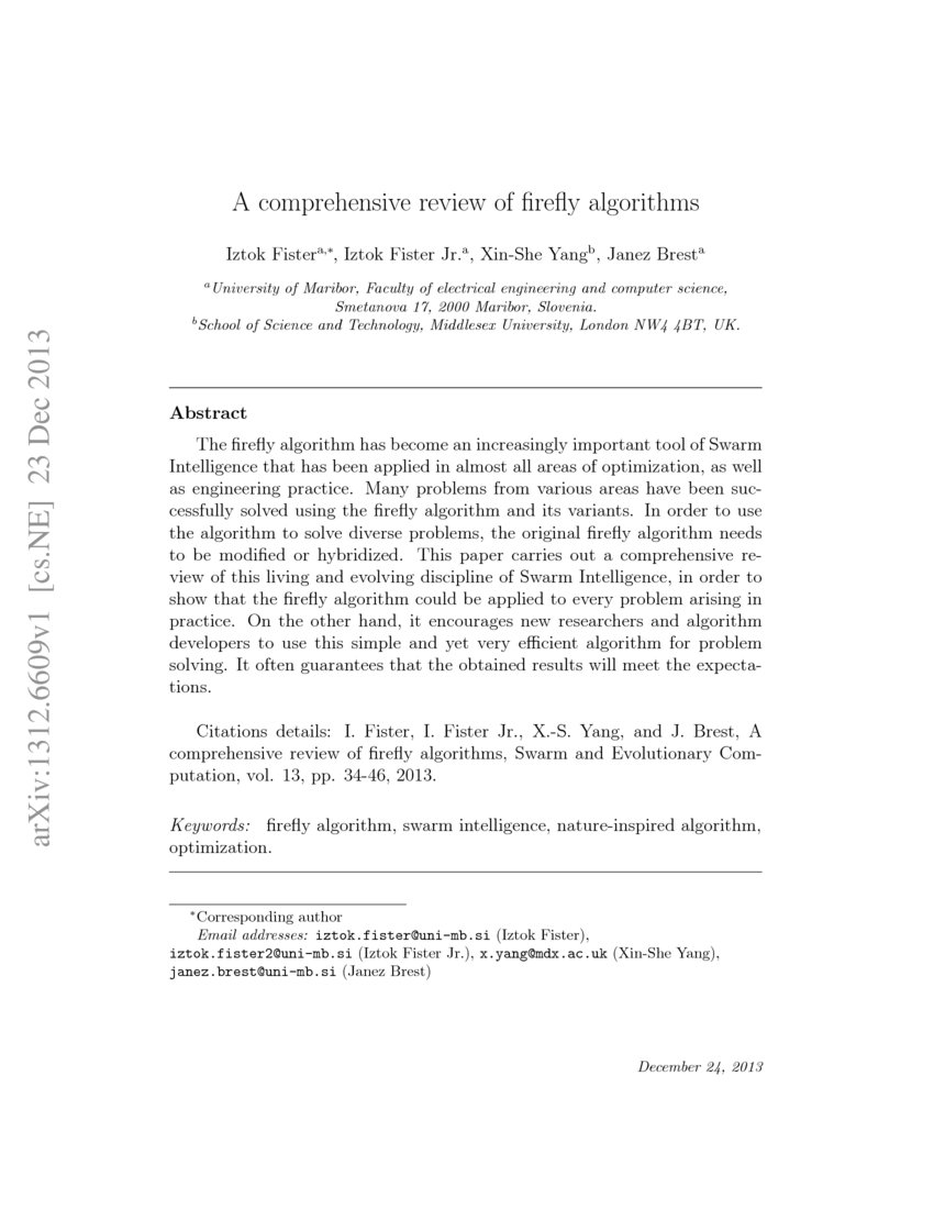 A comprehensive review of firefly algorithms | DeepAI