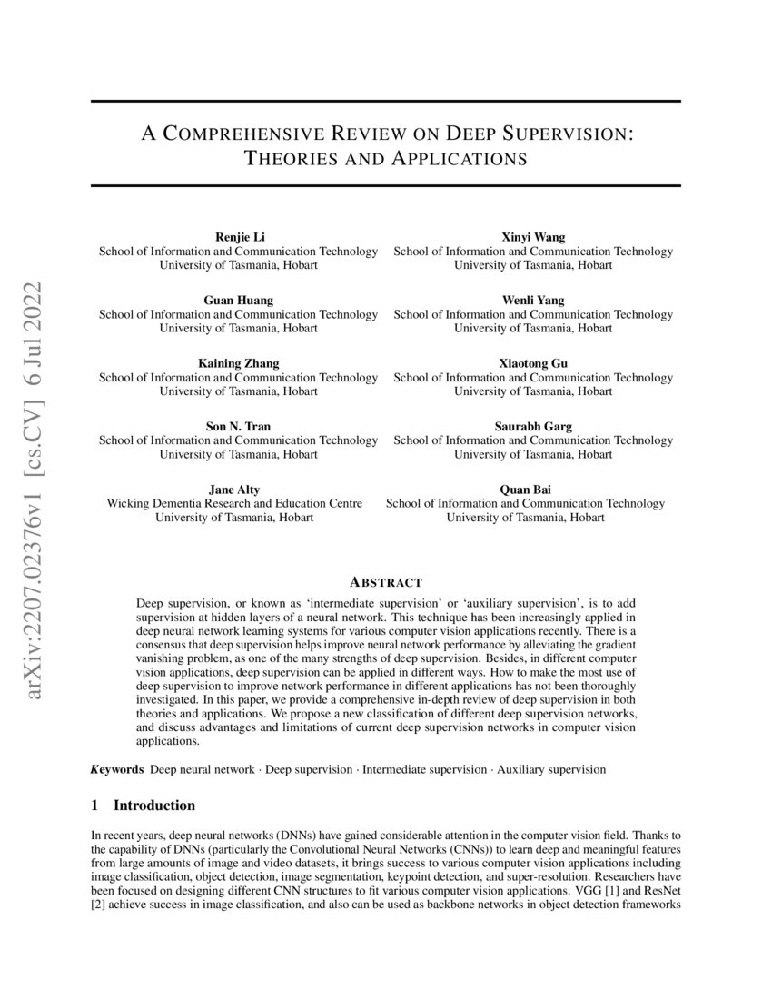 A Comprehensive Review on Deep Supervision: Theories and Applications ...