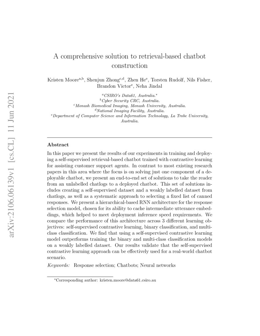 A comprehensive solution to retrieval-based chatbot construction | DeepAI