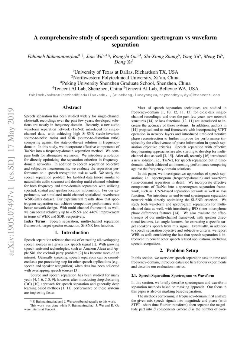 A comprehensive study of speech separation: spectrogram vs waveform ...