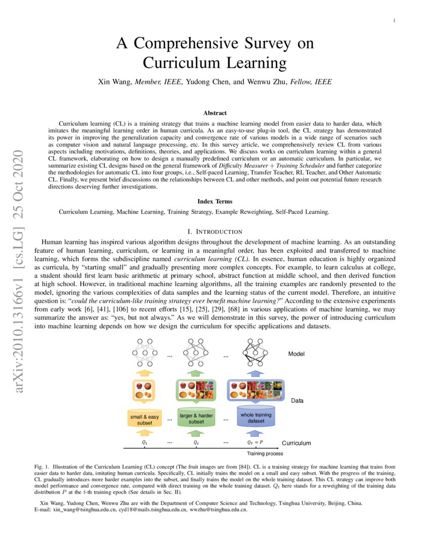 A Comprehensive Survey on Curriculum Learning | DeepAI