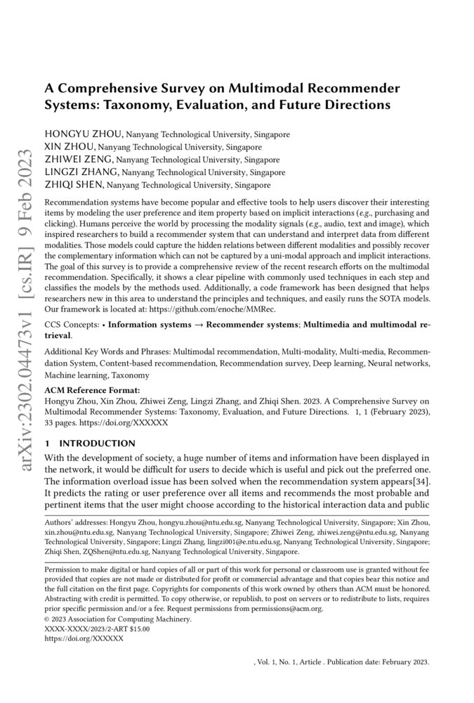 A Comprehensive Survey On Multimodal Recommender Systems Taxonomy Evaluation And Future