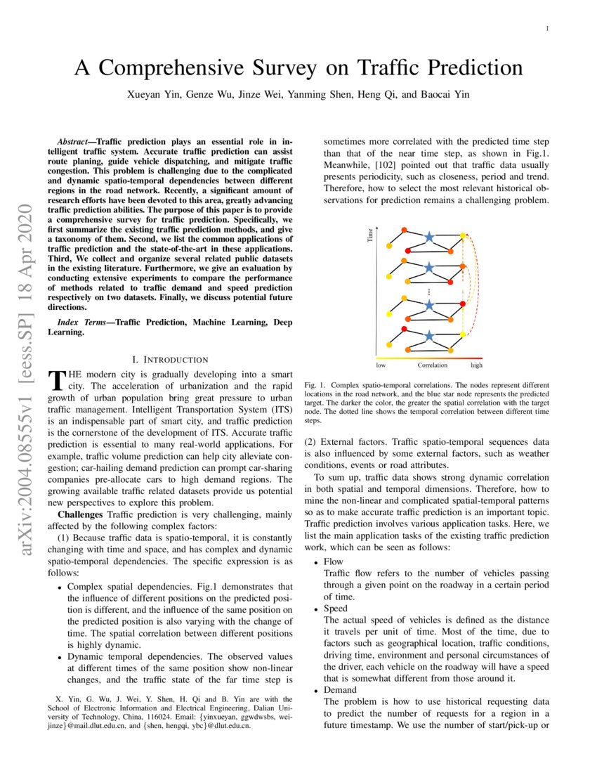A Comprehensive Survey on Traffic Prediction | DeepAI