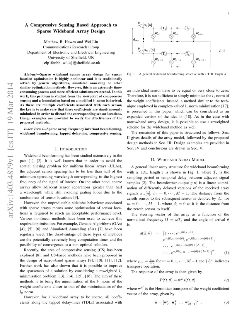 A Compressive Sensing Based Approach To Sparse Wideband Array Design