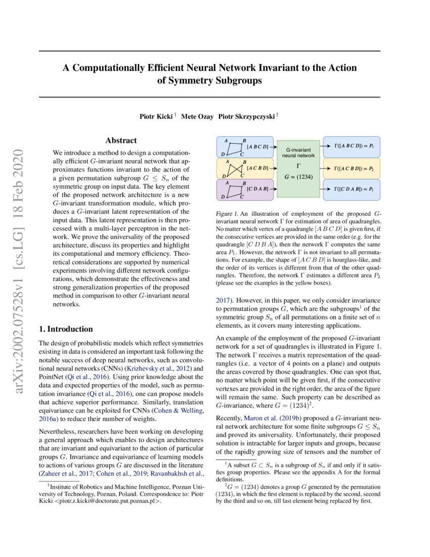 A Computationally Efficient Neural Network Invariant To The Action Of Symmetry Subgroups Deepai