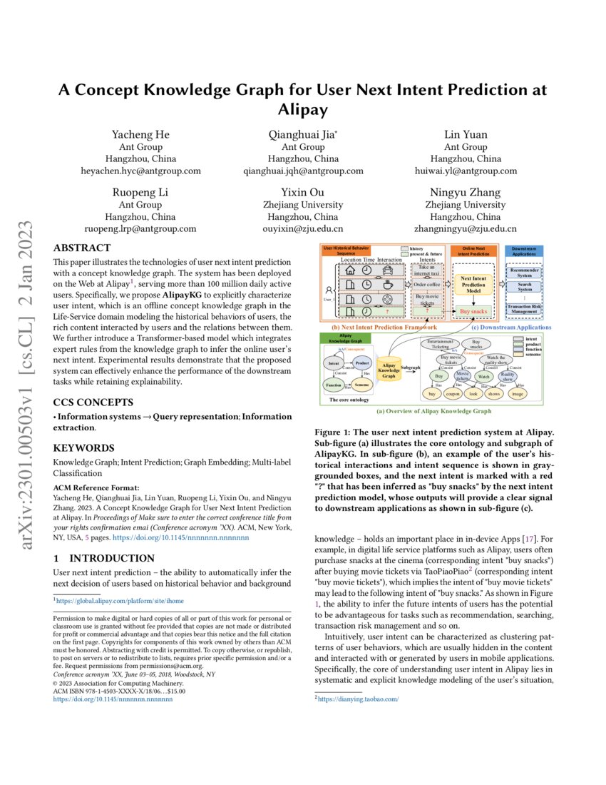 A Concept Knowledge Graph for User Next Intent Prediction at Alipay | DeepAI