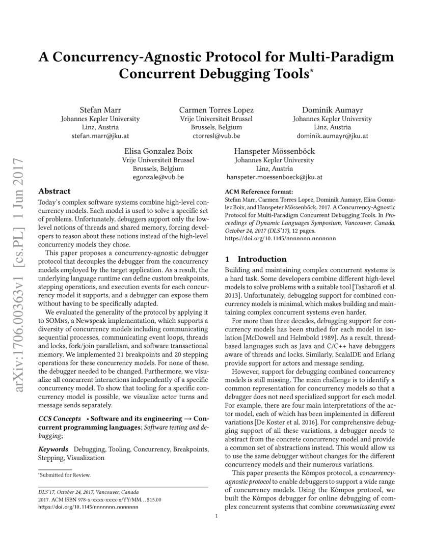 A Concurrency Agnostic Protocol For Multi Paradigm Concurrent Debugging Tools Deepai 5621