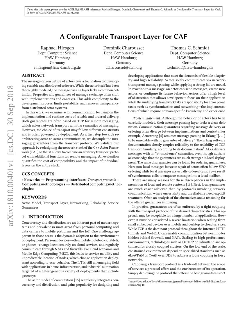 A Configurable Transport Layer for CAF | DeepAI