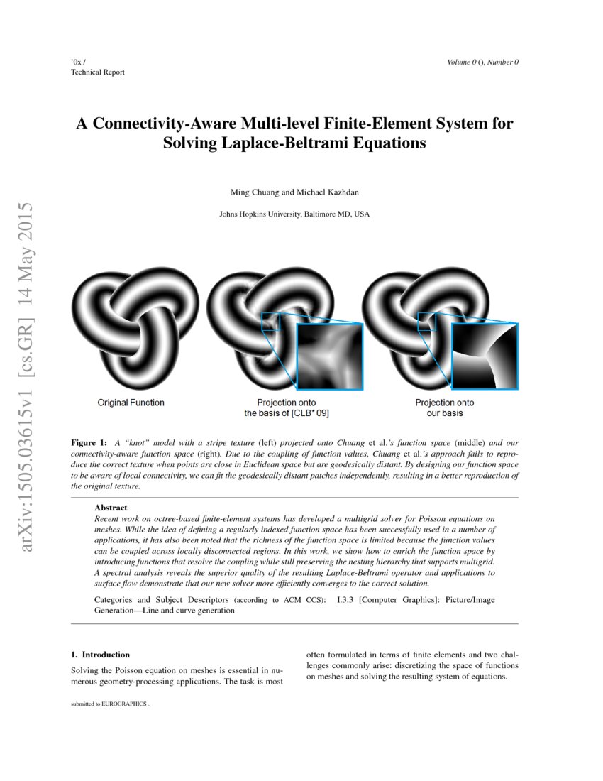 A Connectivity-Aware Multi-level Finite-Element System for Solving Laplace-Beltrami Equations ...
