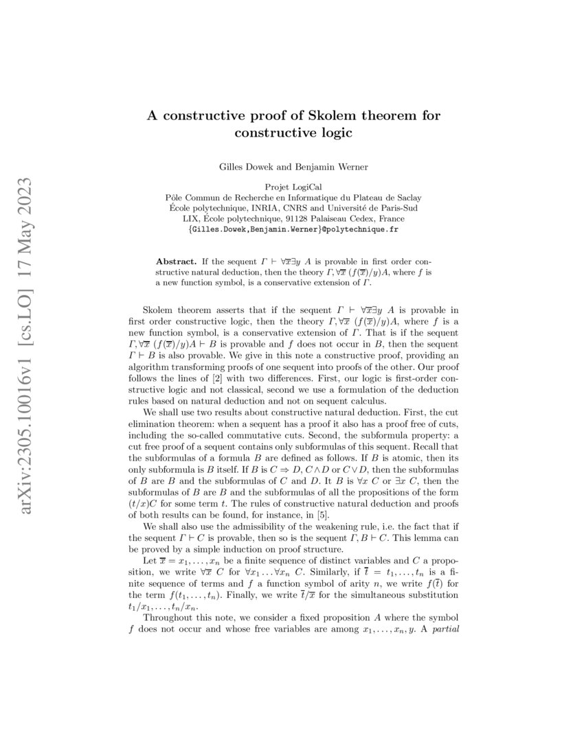 A Constructive Proof Of Skolem Theorem For Constructive Logic Deepai