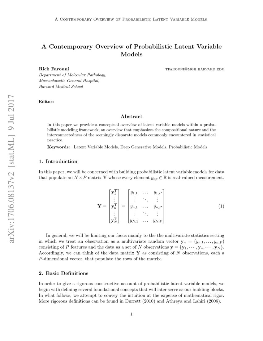 A Contemporary Overview of Probabilistic Latent Variable Models | DeepAI