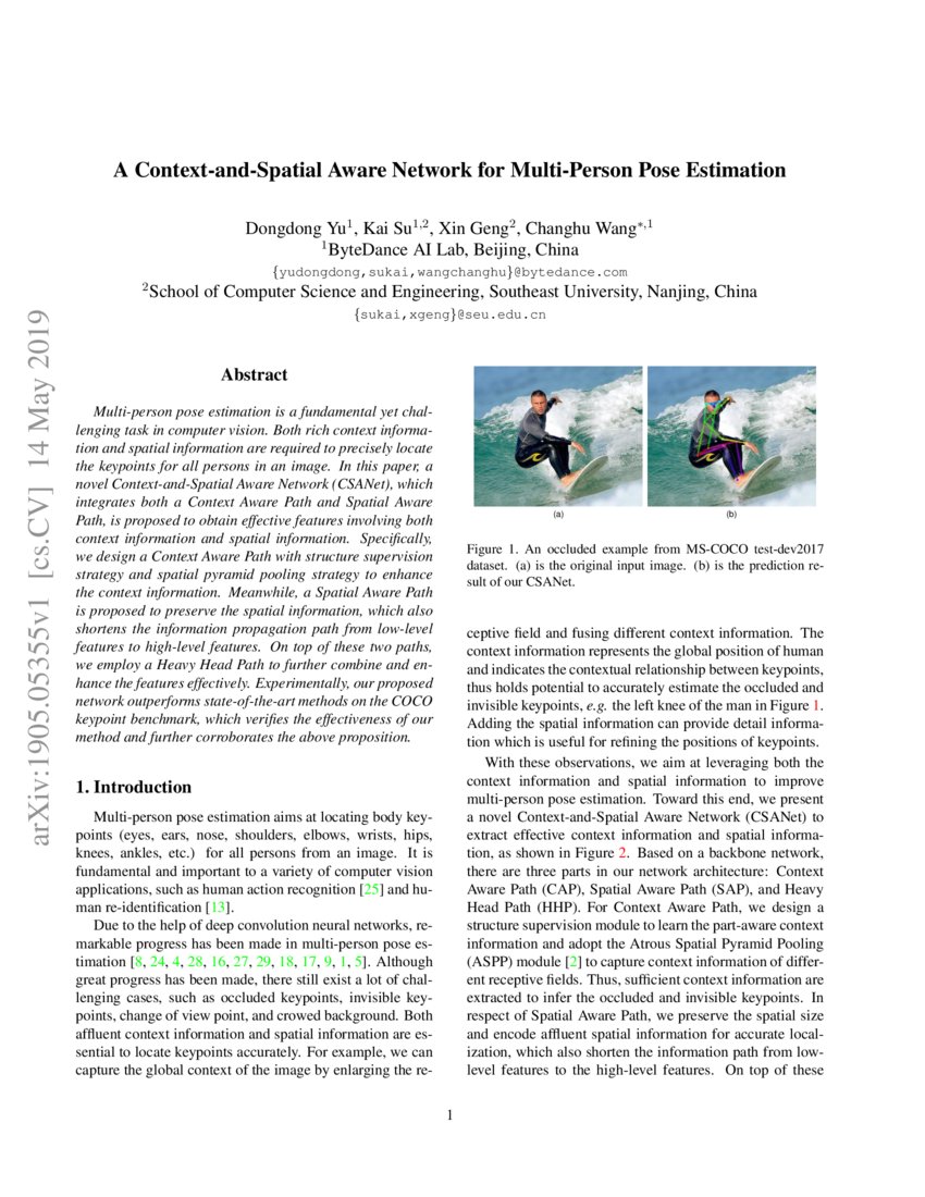 A Context And Spatial Aware Network For Multi Person Pose Estimation Deepai 3811
