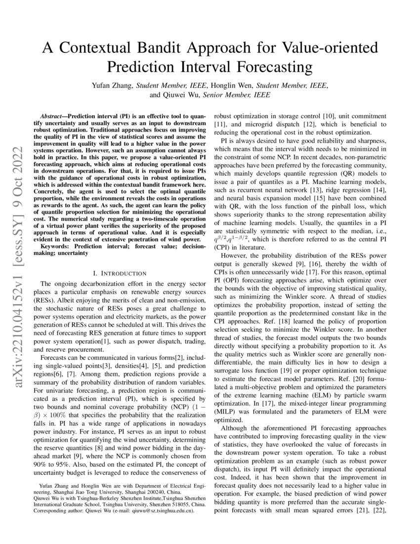 A Contextual Bandit Approach For Value Oriented Prediction Interval