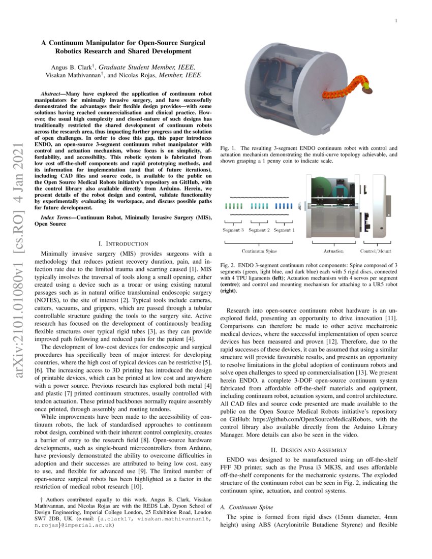 A Continuum Manipulator for Open-Source Surgical Robotics Research and Shared Development | DeepAI