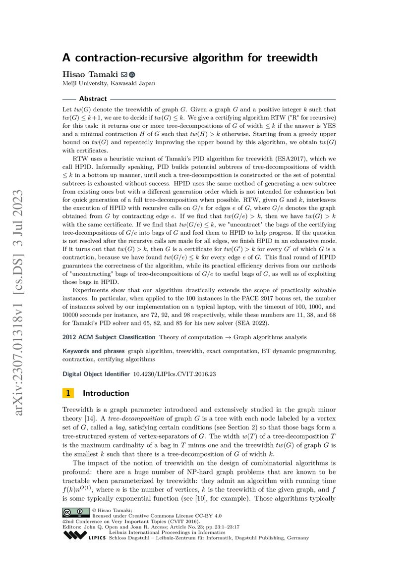 A Contraction Recursive Algorithm For Treewidth Deepai 