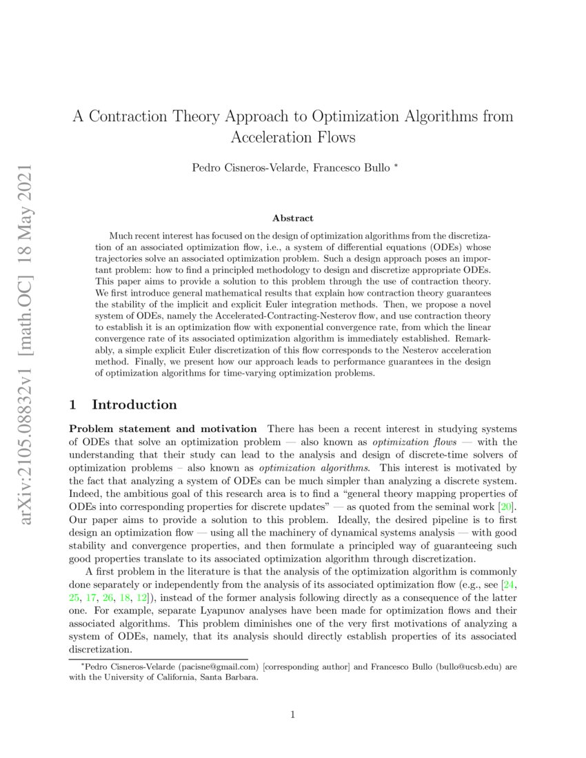 A Contraction Theory Approach to Optimization Algorithms from ...