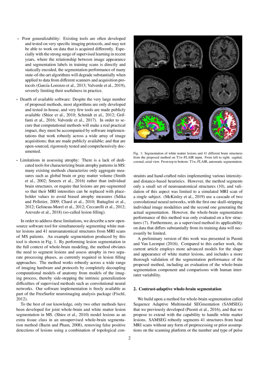 A Contrast-Adaptive Method for Simultaneous Whole-Brain and Lesion Segmentation in Multiple ...