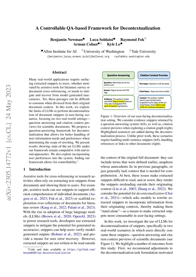 A Controllable Qa Based Framework For Decontextualization Deepai 4626
