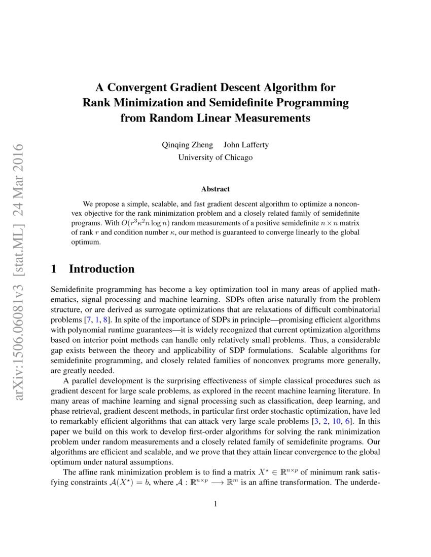 A Convergent Gradient Descent Algorithm For Rank Minimization And