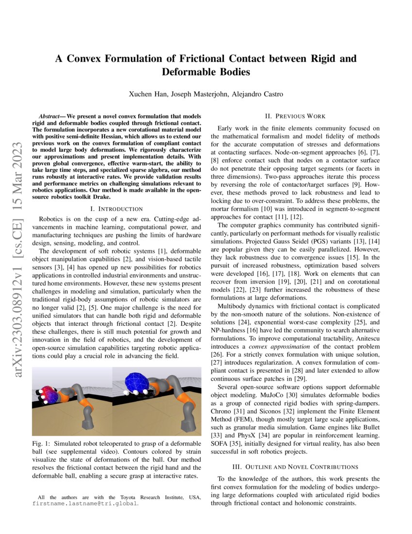 A Convex Formulation Of Frictional Contact Between Rigid And Deformable Bodies Deepai
