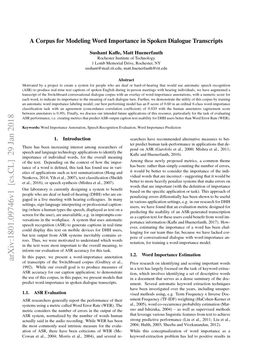 A Corpus for Modeling Word Importance in Spoken Dialogue Transcripts ...