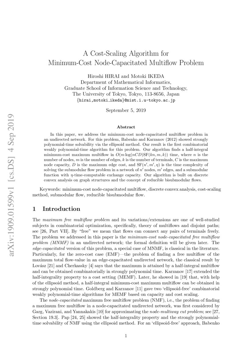 A Cost Scaling Algorithm For Minimum Cost Node Capacitated Multiflow Problem Deepai 5491