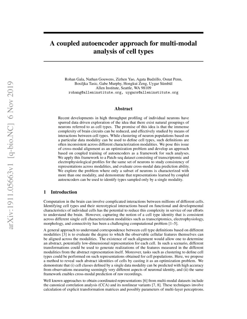 A coupled autoencoder approach for multi-modal analysis of cell types ...